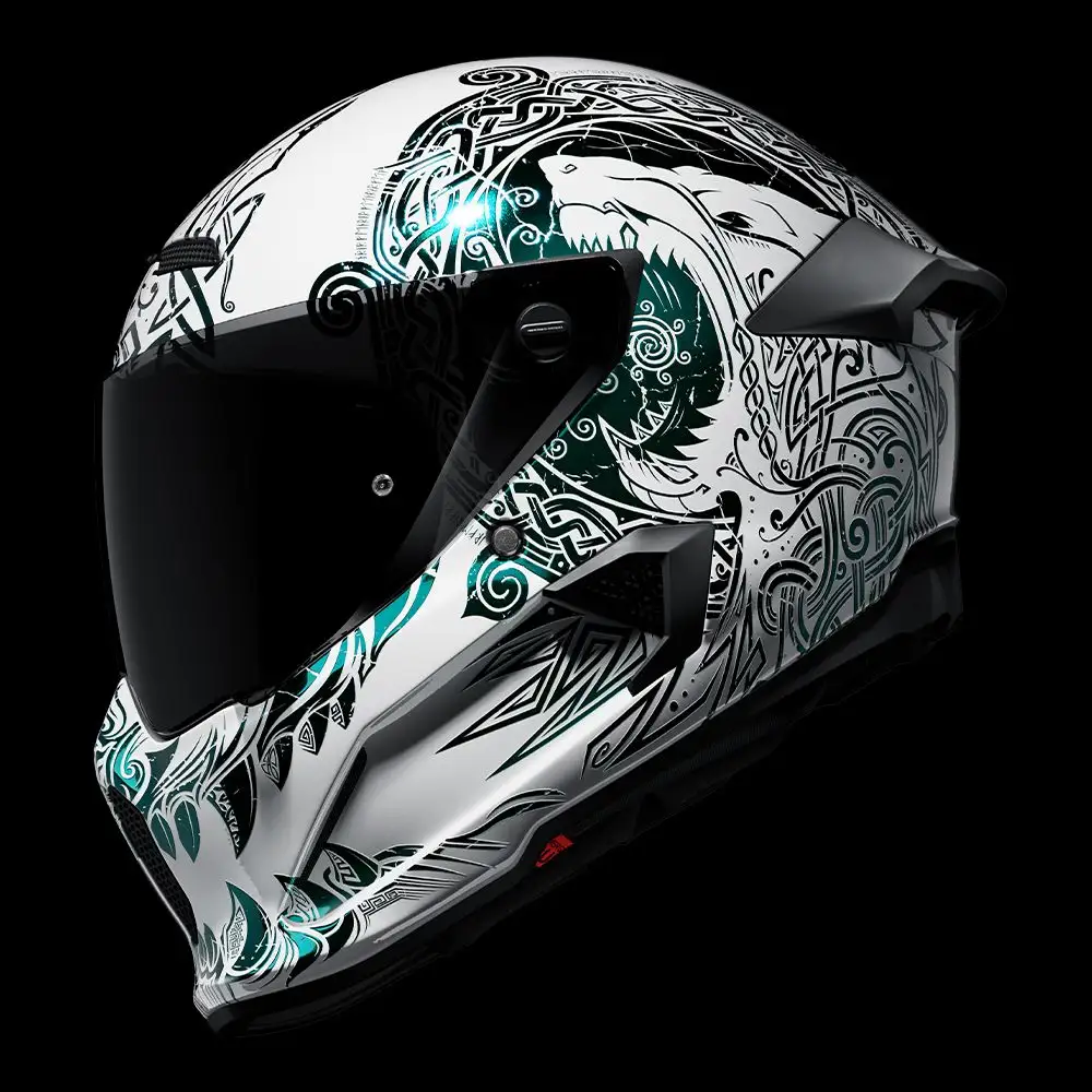 AT4.0 CARBON Fenrir White | Full Face Bluetooth Motorcycle Helmets ...